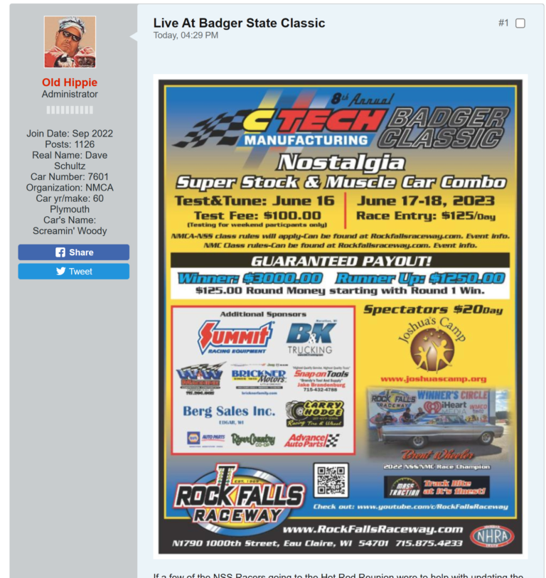 Live at the Badger Classic - NSS Racing dot com